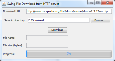 Java Swing application to download files from HTTP server with progress bar